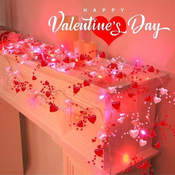 10 Ft 30 LED Christmas Garland with Lights Timer Beaded Garland ...