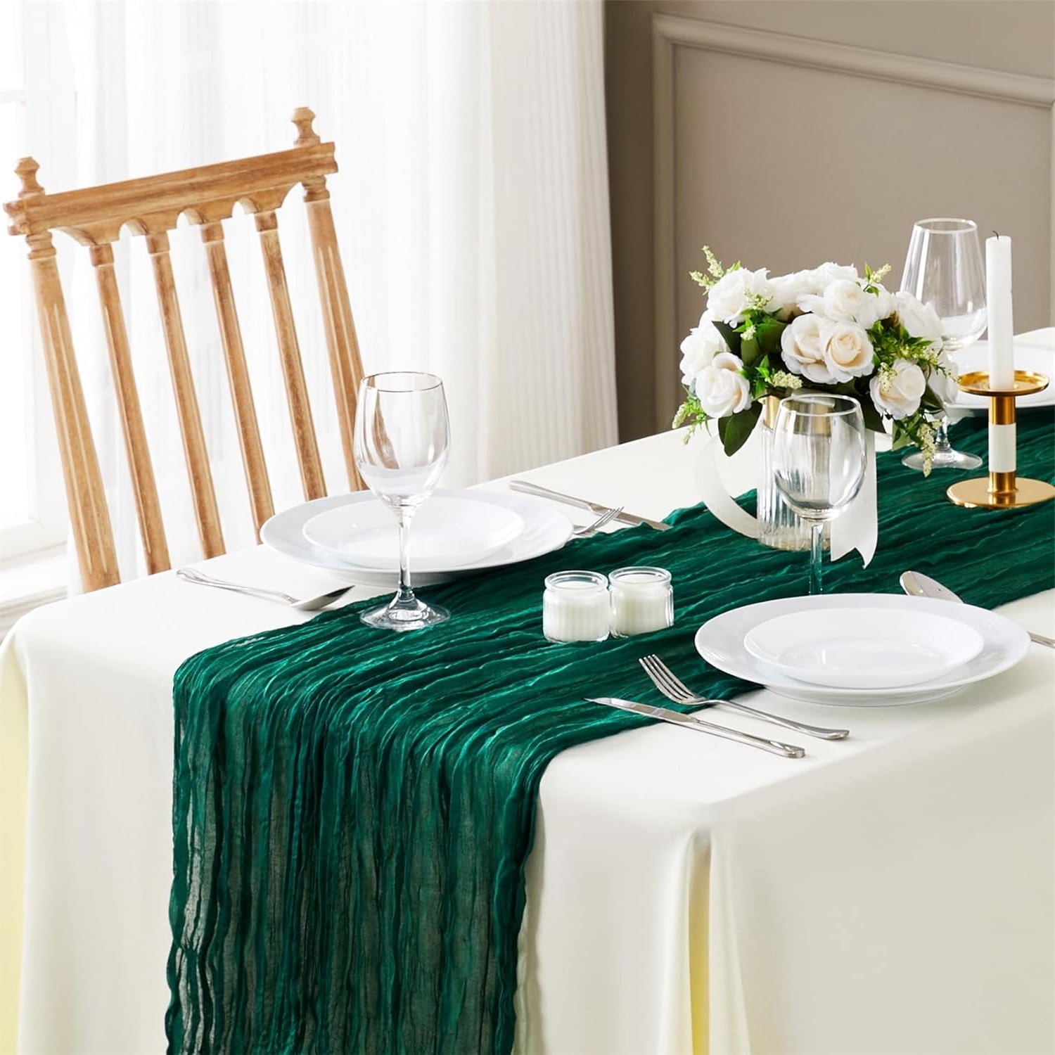 10 Ft Cheesecloth Table Runner, 35 x 118 Inch Boho Gauze Rustic Cheese ...