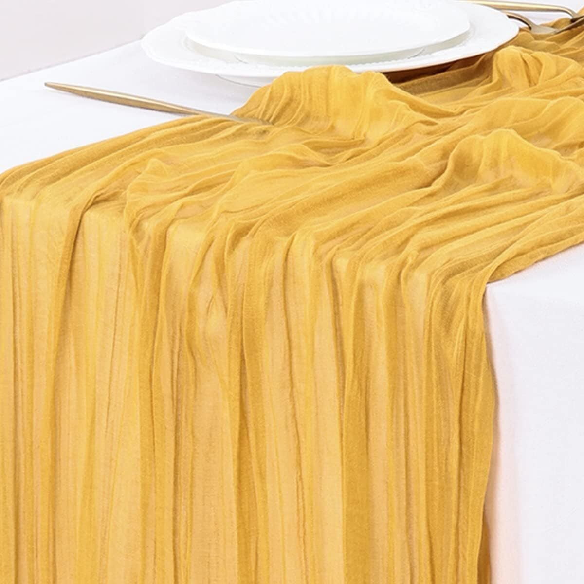 10 Ft Cheesecloth Table Runner, 35 x 118 Inch Boho Gauze Rustic Cheese ...