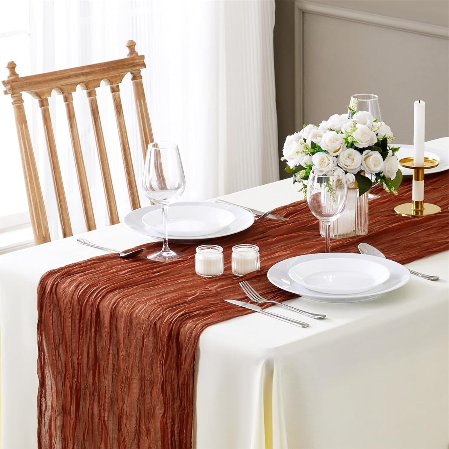 10 Ft Cheesecloth Table Runner, 35 x 118 Inch Boho Gauze Rustic Cheese ...