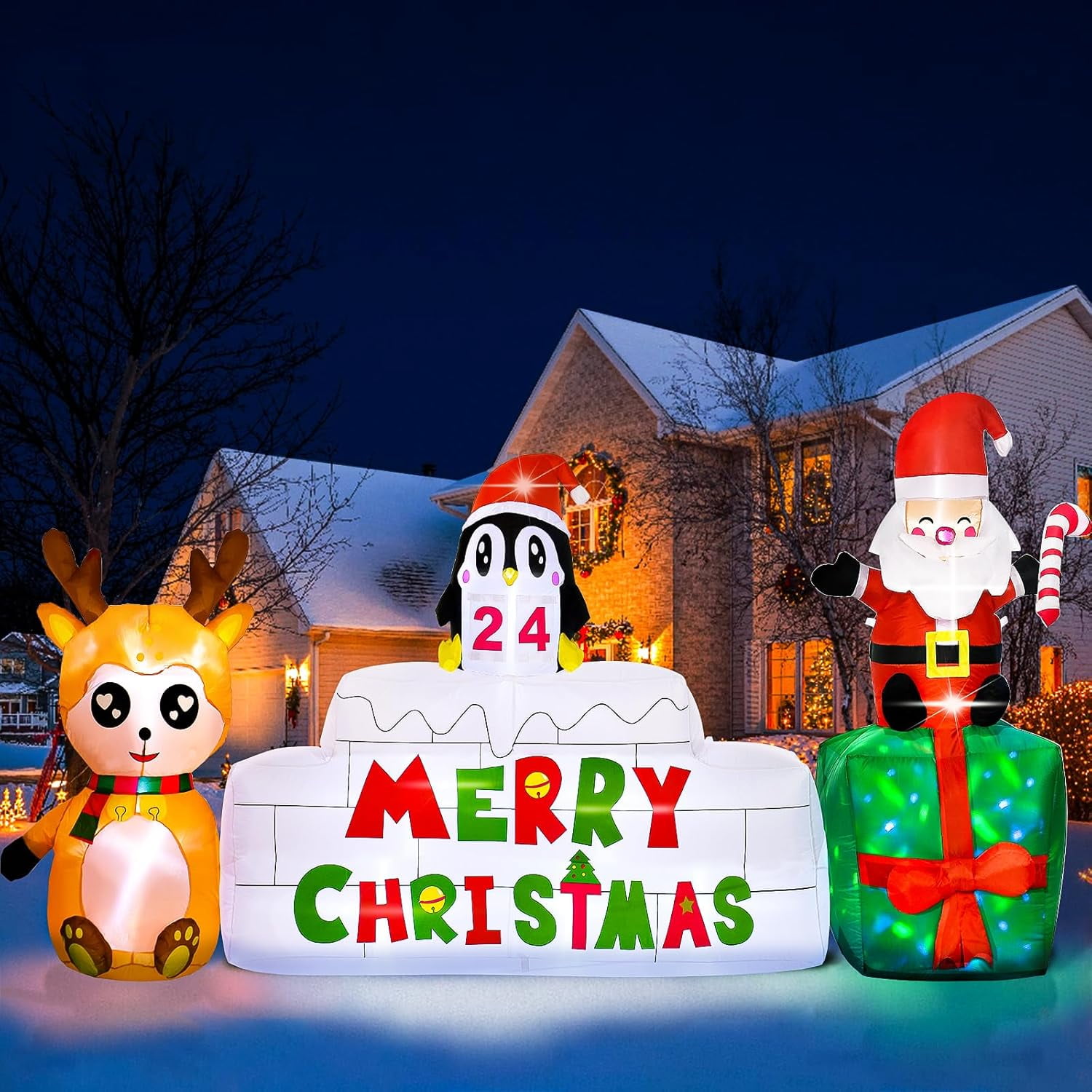 10 Ft Christmas Inflatables Outdoor Decorations Countdown Xmas Blow Up ...