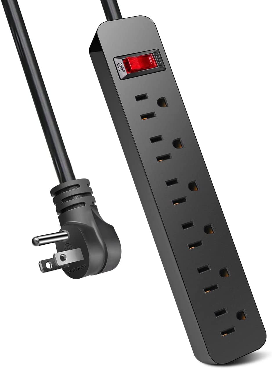 10 Ft Extension Cord, 6 Outlets Power Strip,15A Build-in Circuit ...