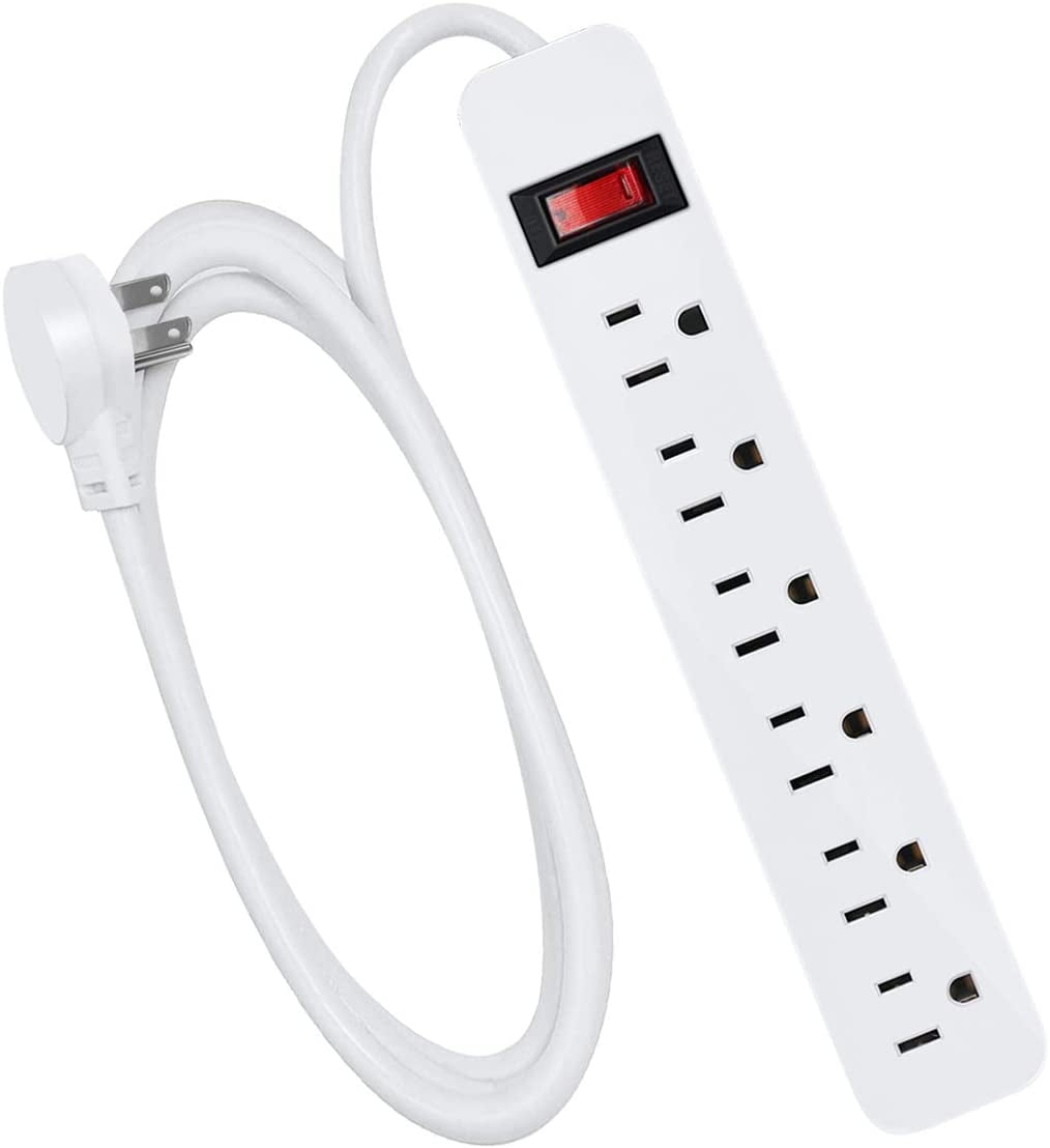 10 Ft Extension Cord, 6 Outlets Power Strip,15A Build-in Circuit ...