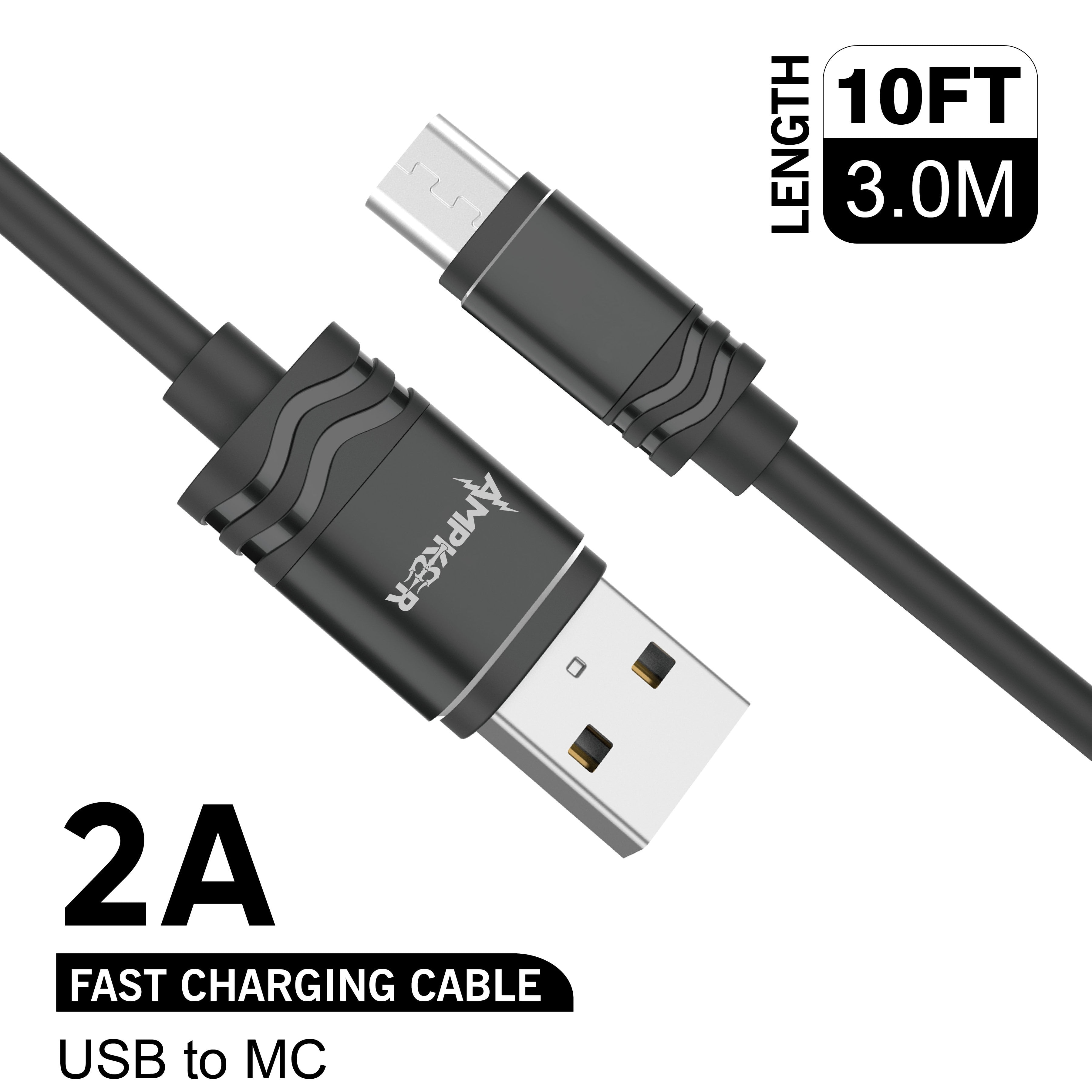 10 Ft. Heavy Duty Micro-USB Charging and Data Sync Cable - Black ...