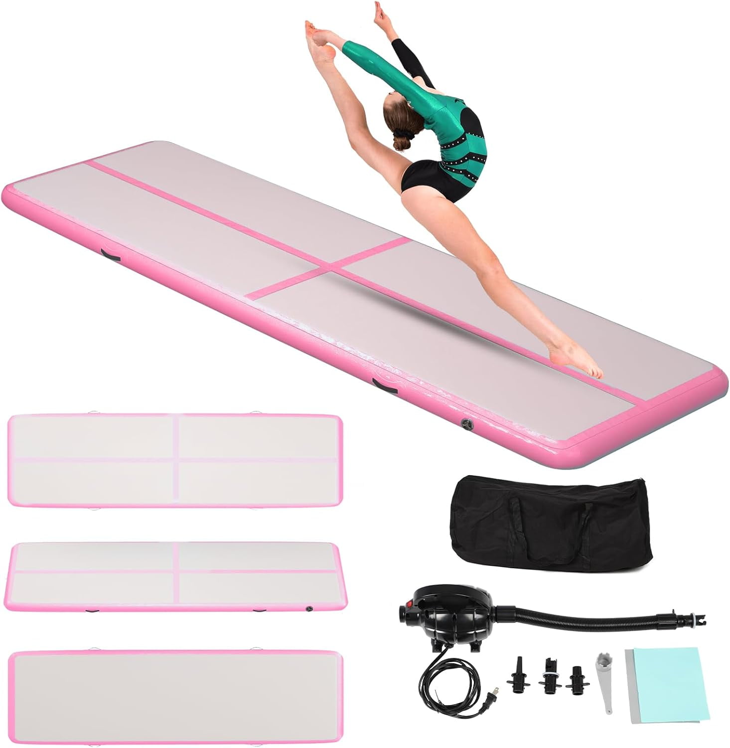 10 Ft Inflatable Air Gymnastics Mat 4 Inch Thick with Electric Pump for ...