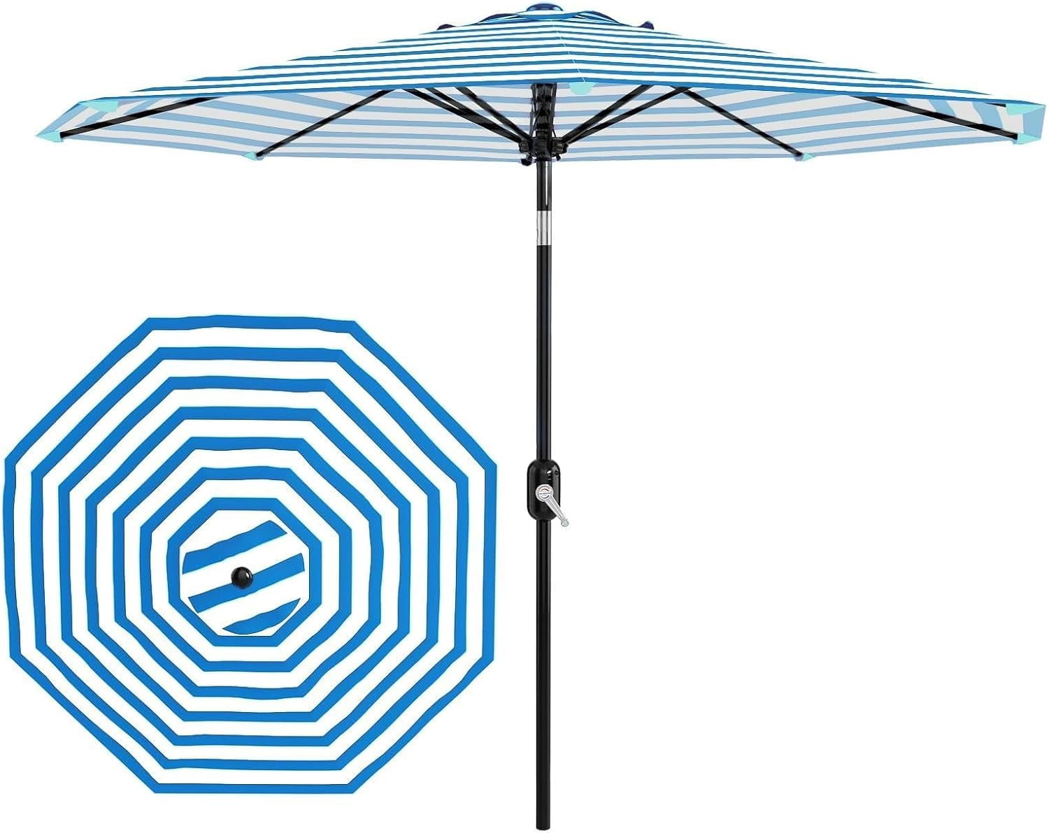 10 Ft Patio Umbrella Crank Lift and Tilt 8 Ribs UV and Water Resistant ...