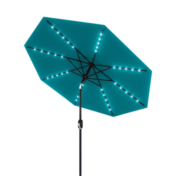 10FT Solar Patio Umbrella with 32 LED Lights - Outdoor Table Umbrella ...