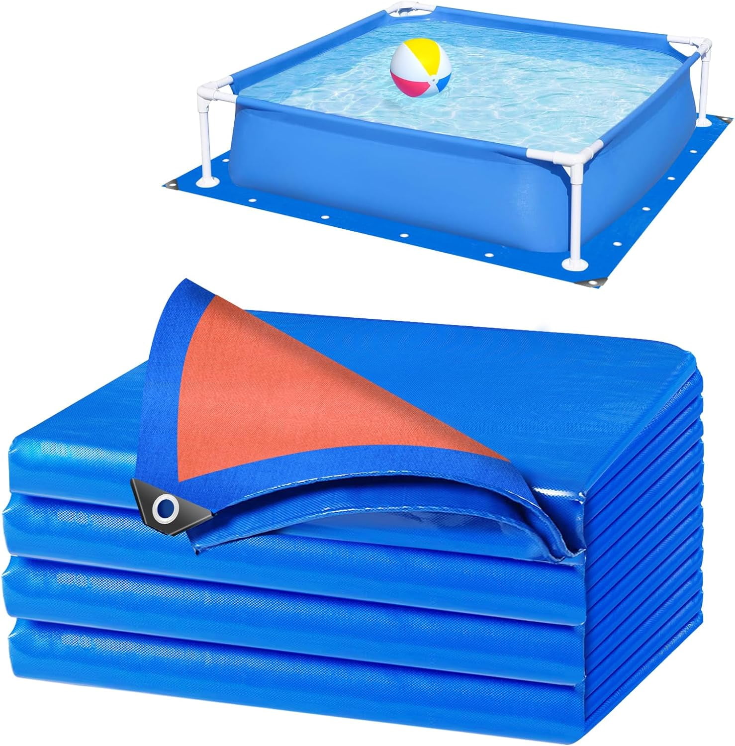 10 Ft Pool Liner Pad for Above Ground Pools, Thickened Pool Mat Tarp for Under Pool, Dual-Color ...