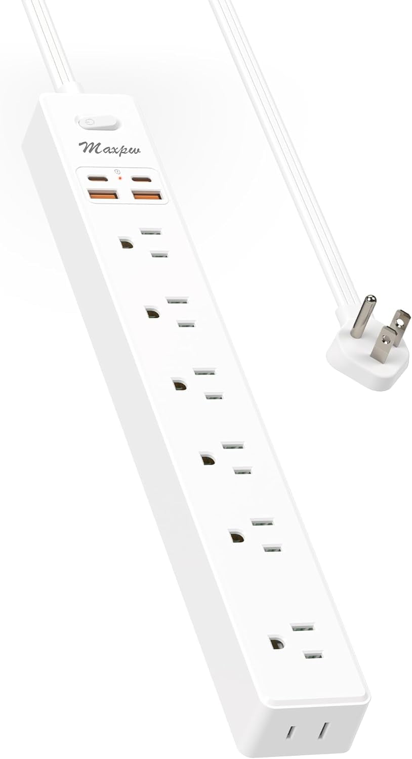 10 Ft Power Strip Surge Protector - 7 Outlets 4 USB Ports (2 USB C ...