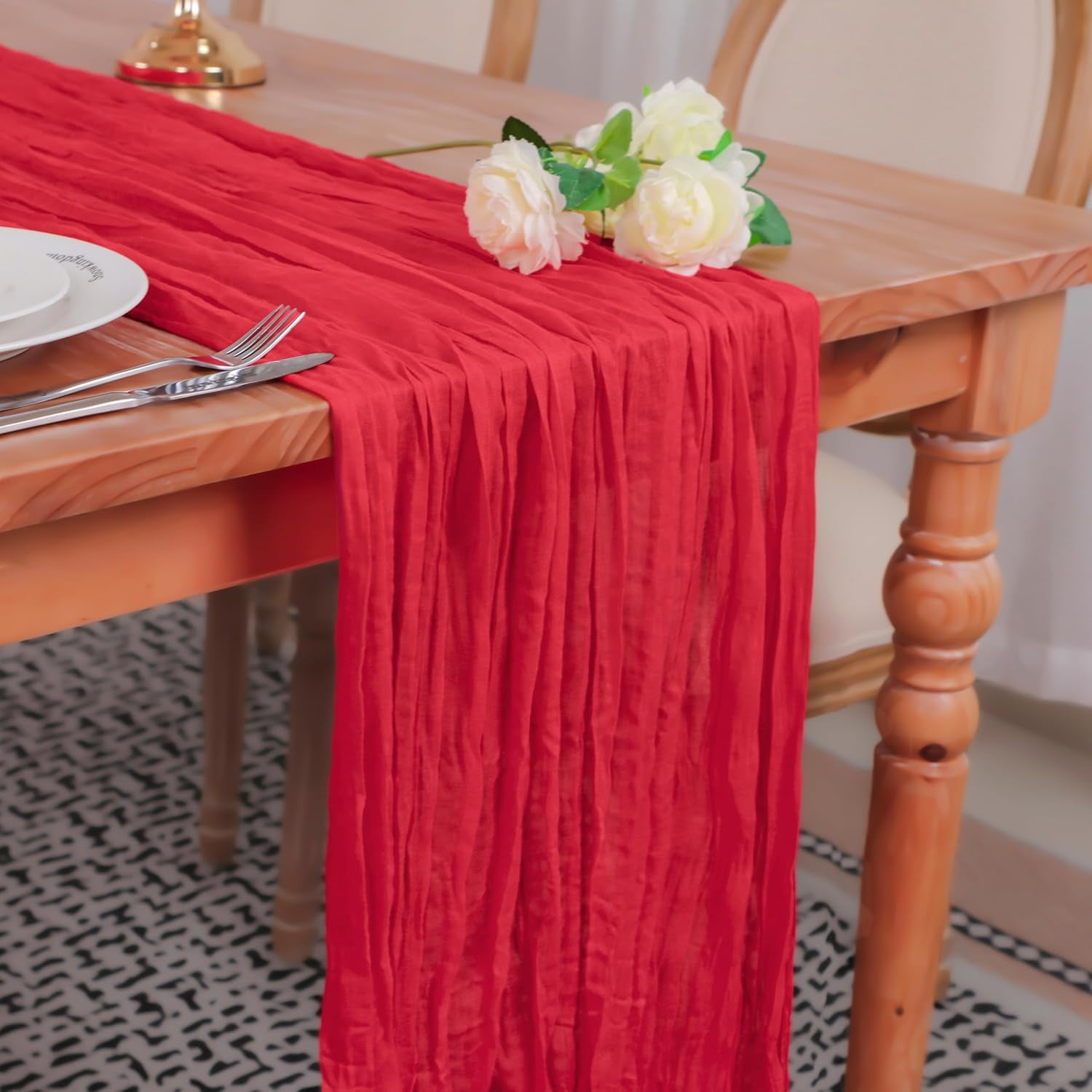 10 Ft Red Cheesecloth Table Runner, 120 inch Long Cheese Cloth Boho ...