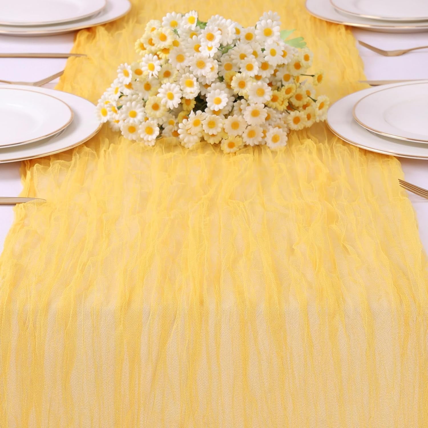 10 Ft White Silver Gauze Table Runner 120 Inch Glitter Metallic Foil ...