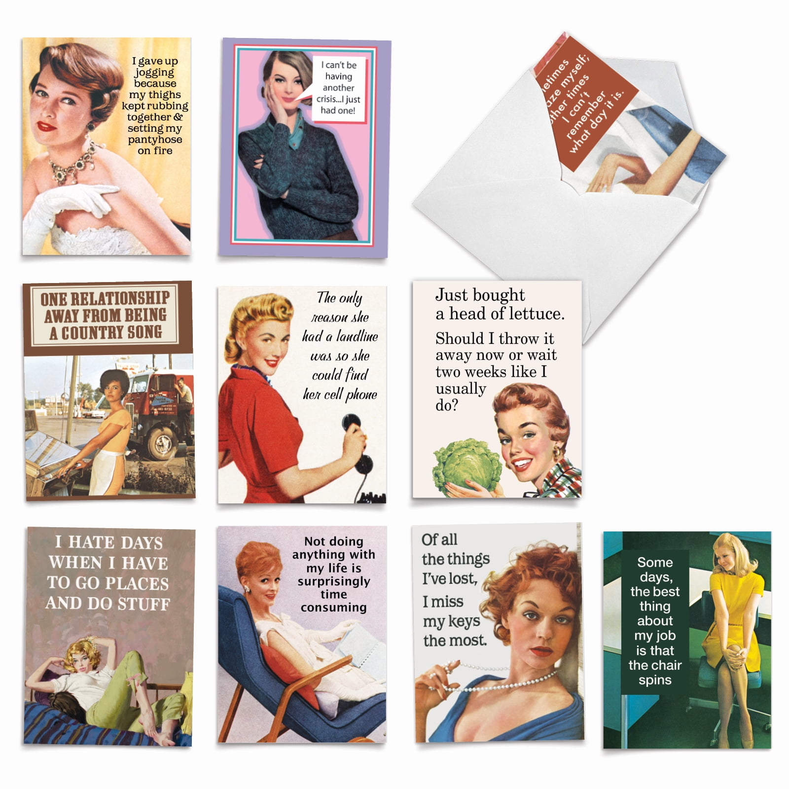 10 Funny All Occasion Blank Note Cards Pack (4 x 5.12 Inch) - HOT MESS - Walmart.com