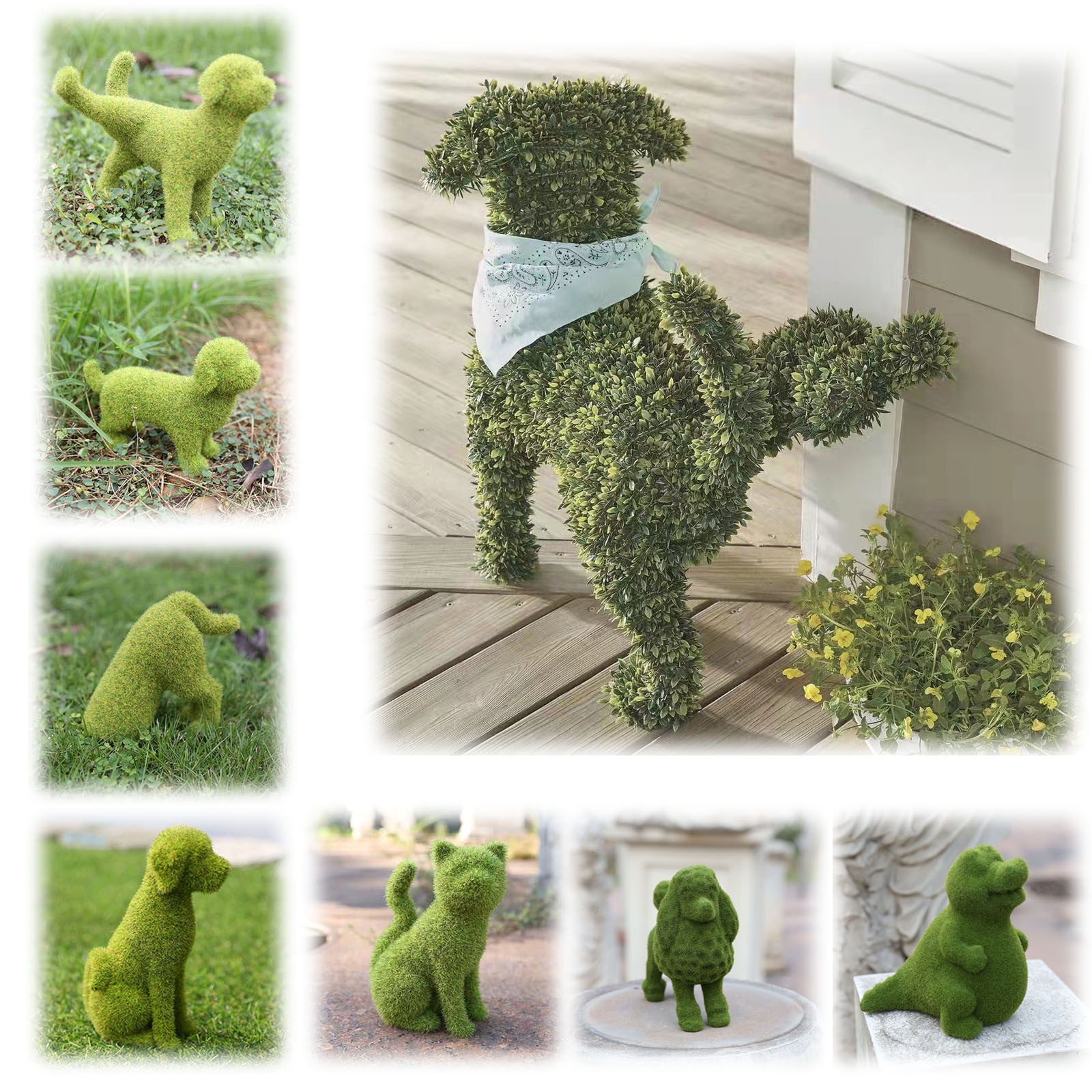 Under 10, Funny Flocking Dog Statue, Outdoor Garden Ornaments, Creative ...