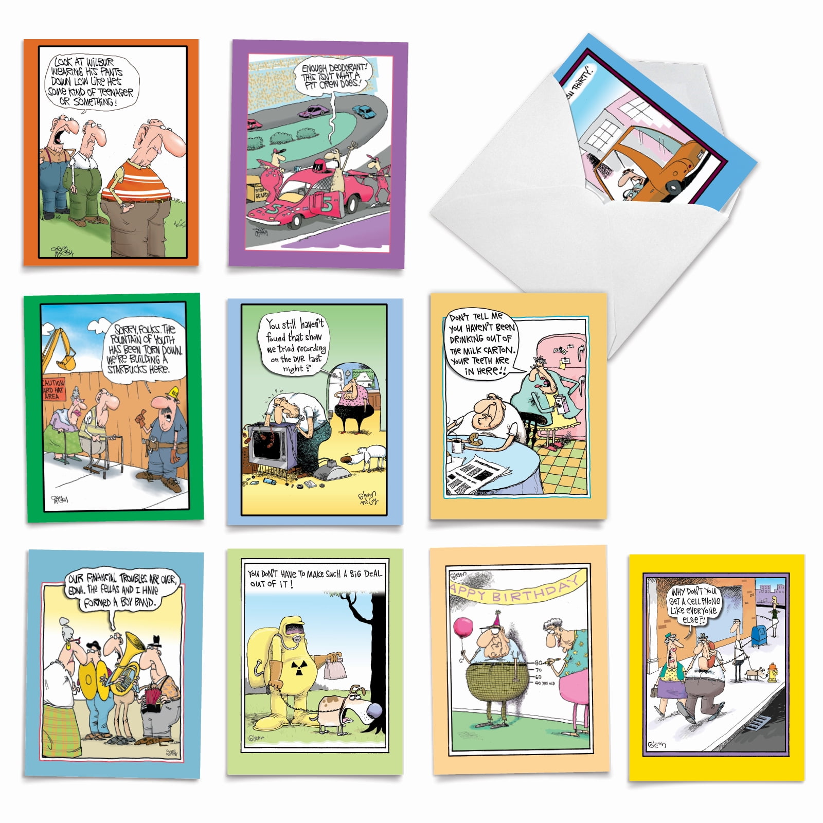 10 Funny Happy Birthday Note Cards Pack (4 x 5.12 Inch) - BROS. CUTUPS ...