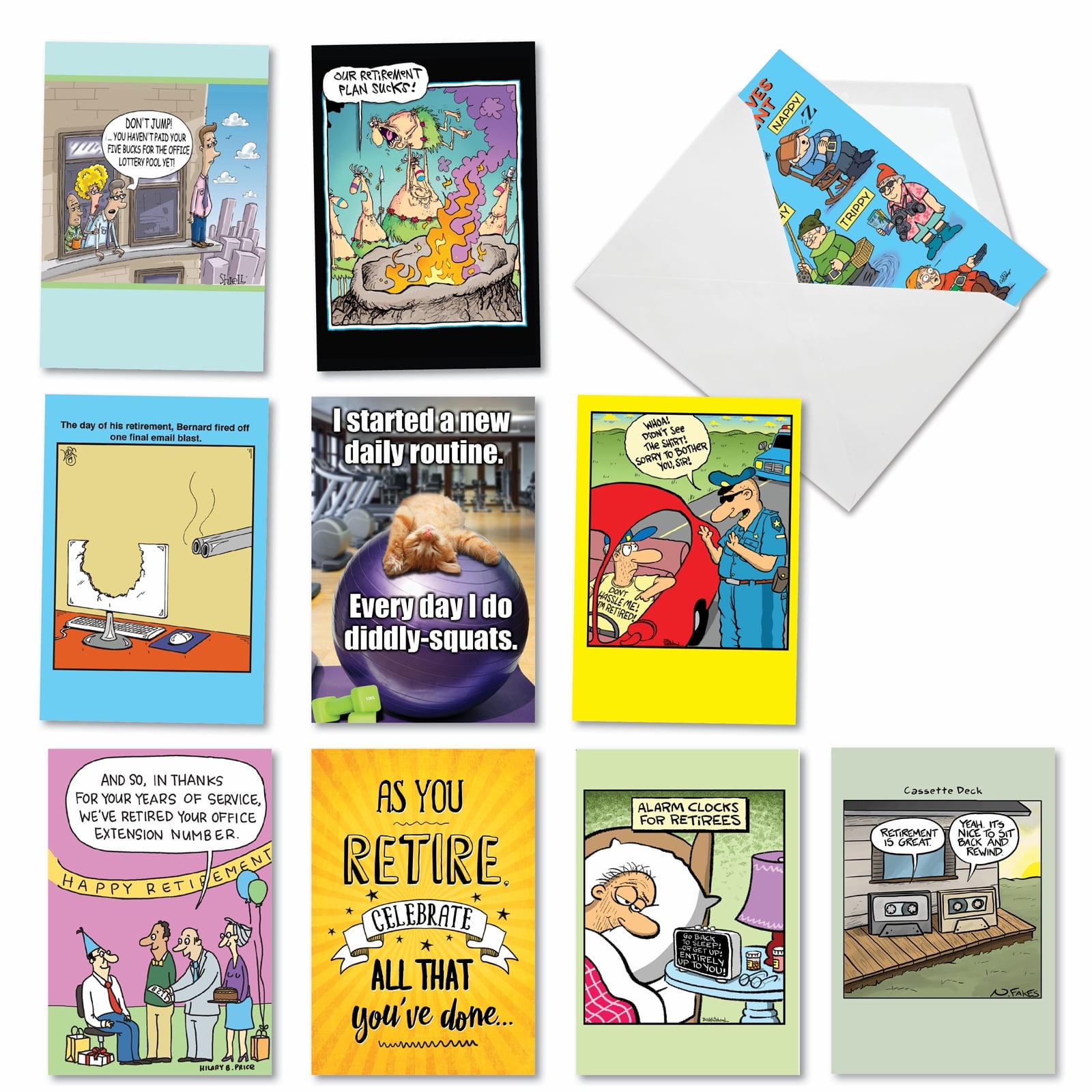 10 Funny Retirement Greeting Cards Pack - Ready For Retirement ...