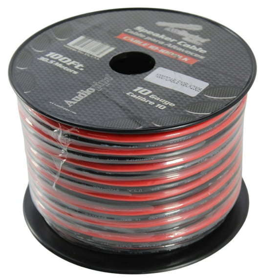 10 GA AWG Black/Red PVC Jacketed CCA Audiopipe Speaker Cable Lot (5 Ft ...