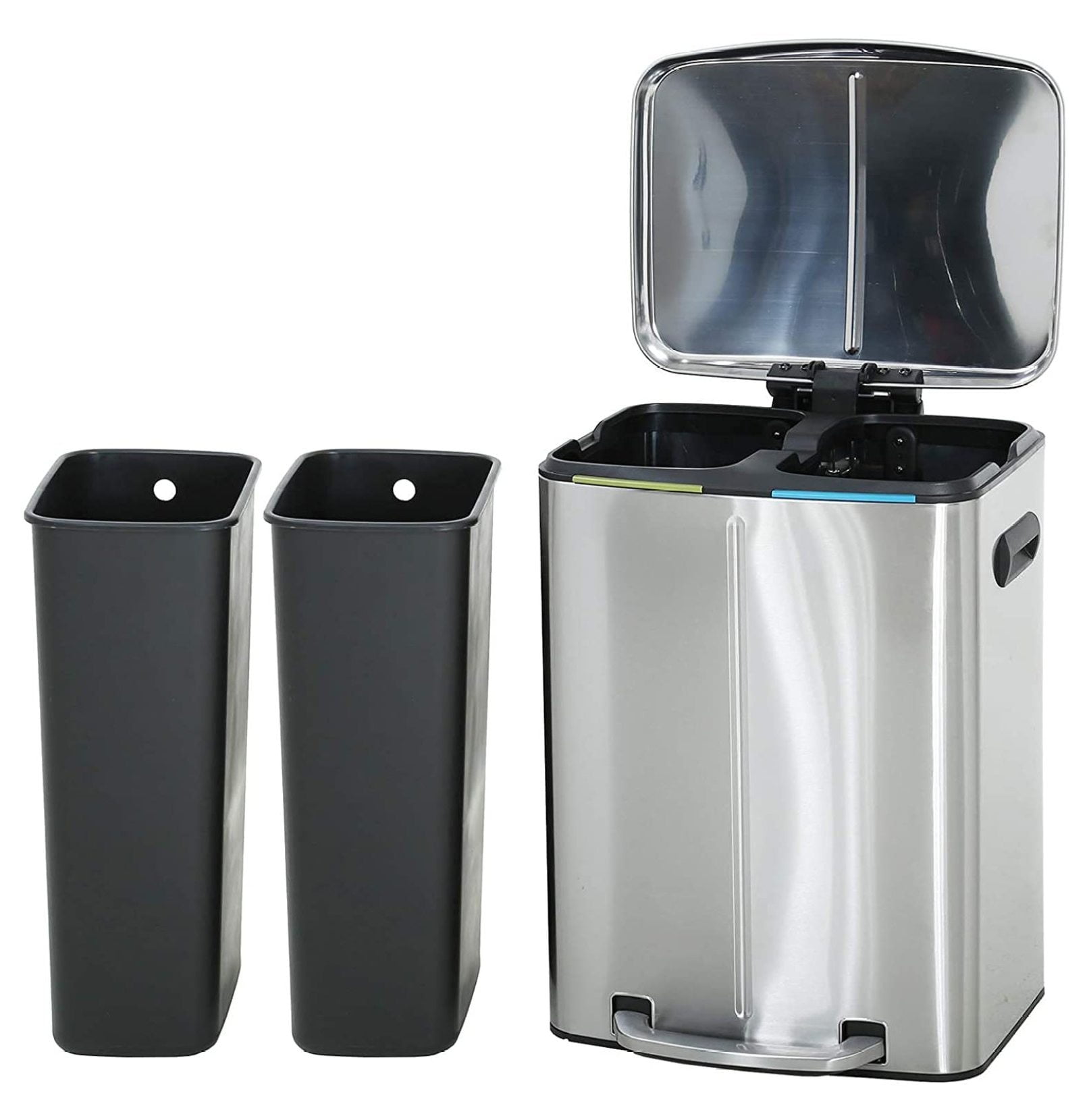 10 Gallon 40L Stainless Steel Metal Trash Can with Lid for Office ...