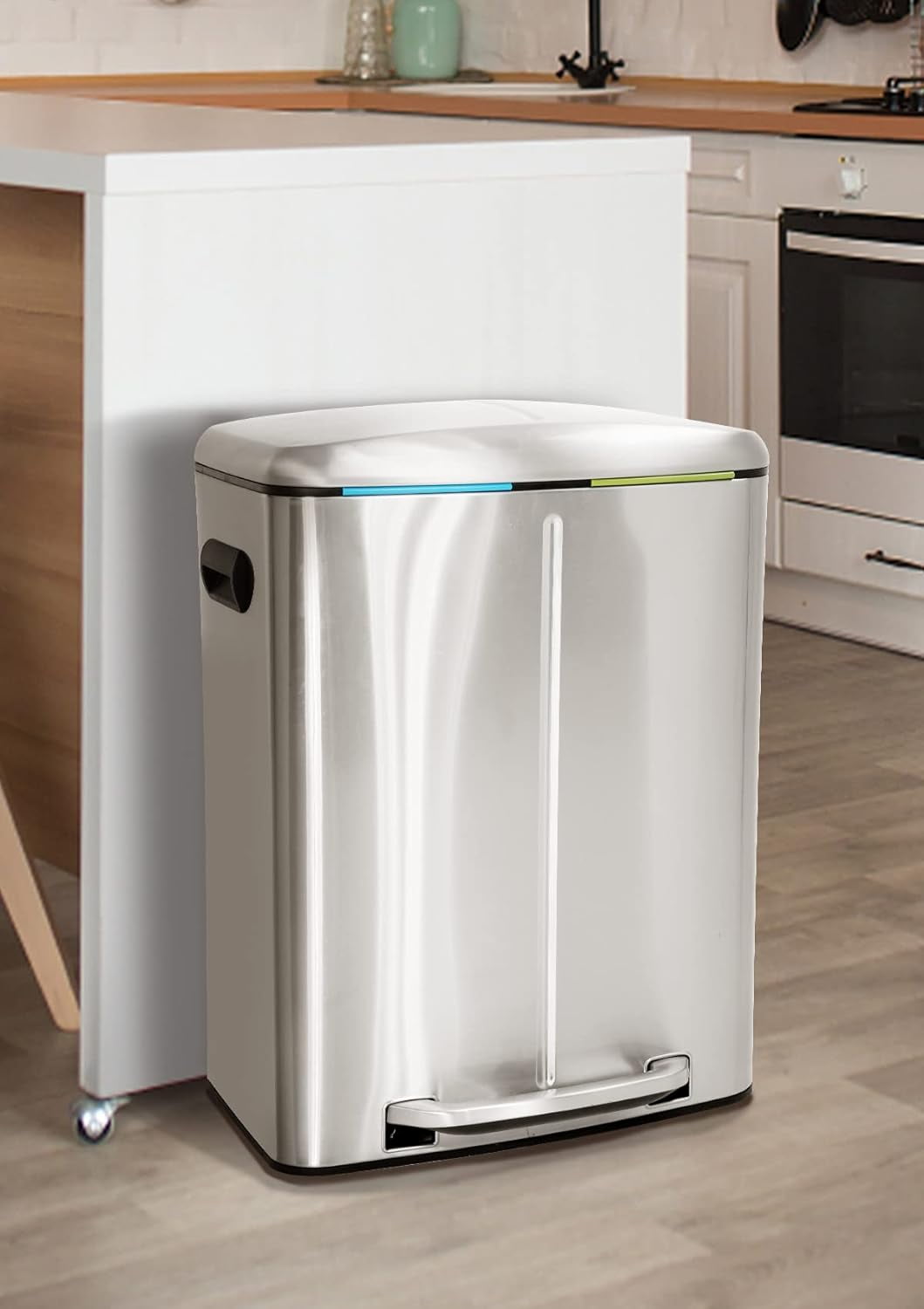 10 Gallon/ 40L Stainless Steel Trash Can with Hinged Lid and Handle ...