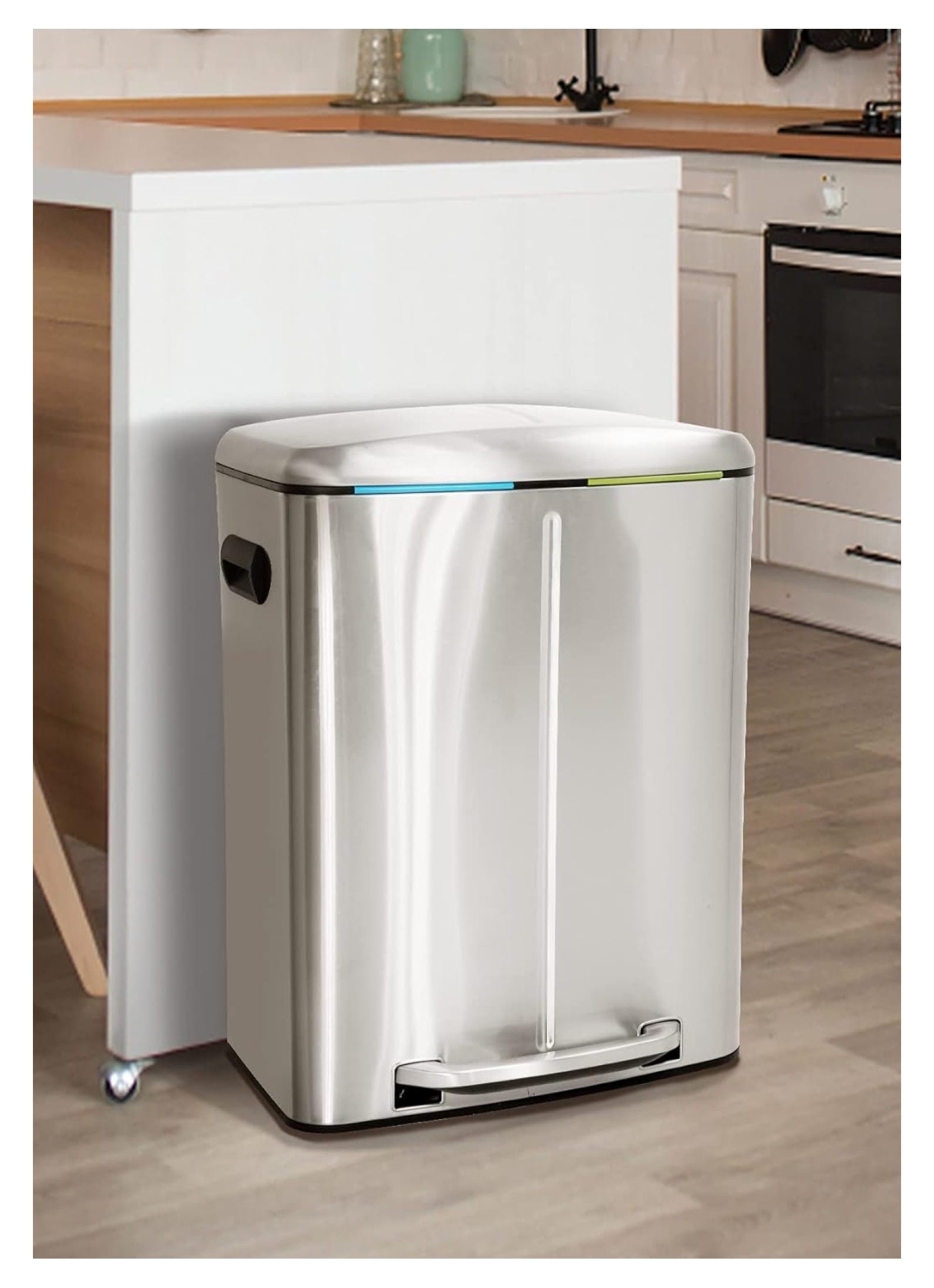 10 Gallon/ 40L Stainless Steel Trash Can with Hinged Lid and Handle ...