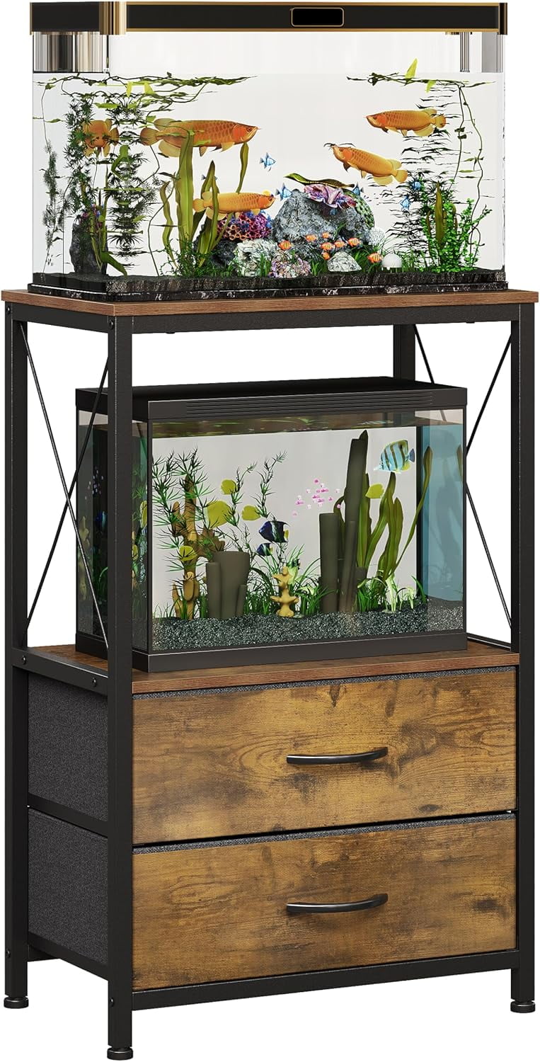 10 Gallon Aquarium Stand with 2-Tier Shelf Fish Tanks Stand with 2 ...