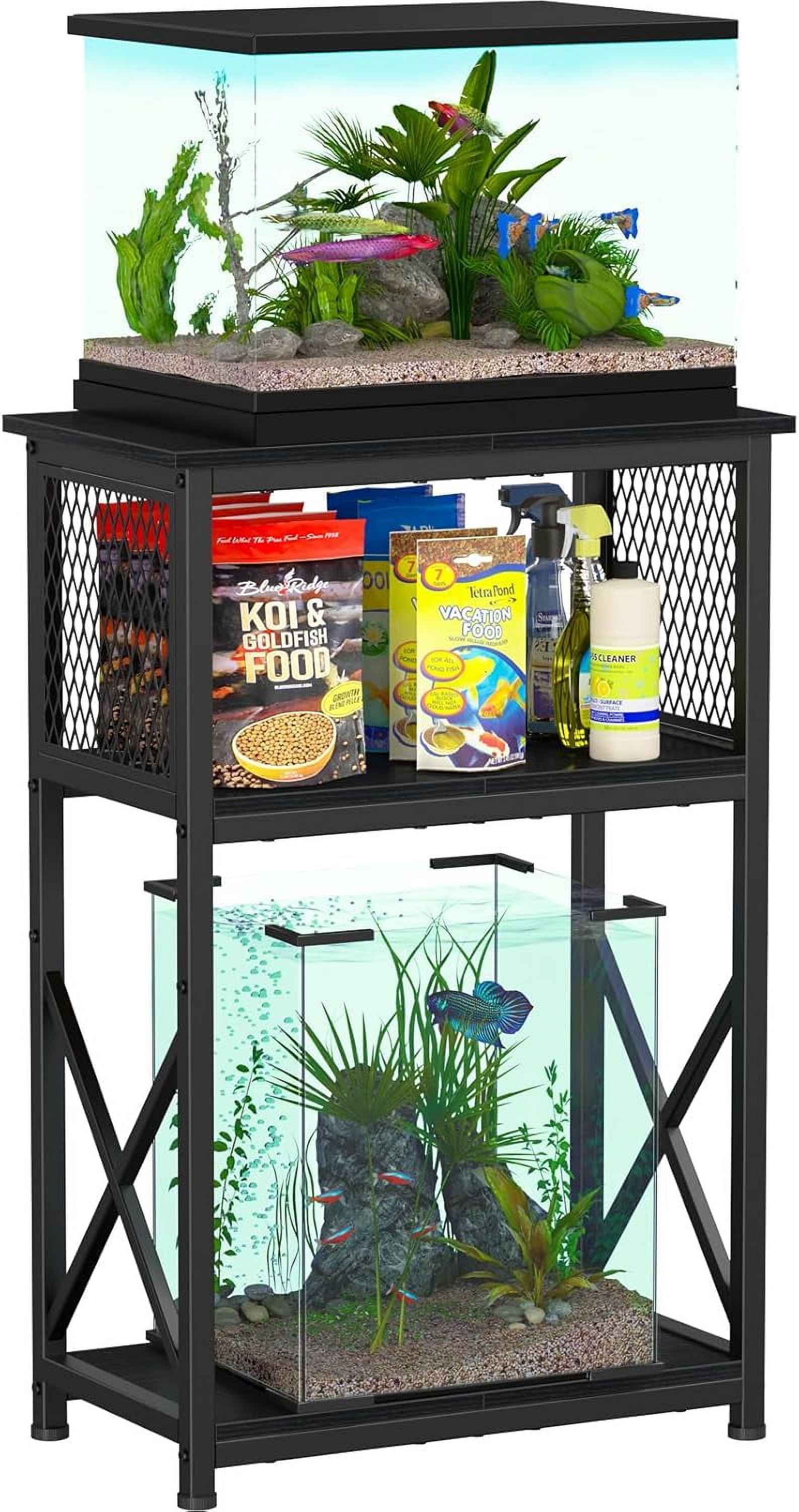 10 Gallon Aquarium Stand with Storage, 3 Tier Heavy Metal Fish Tank ...