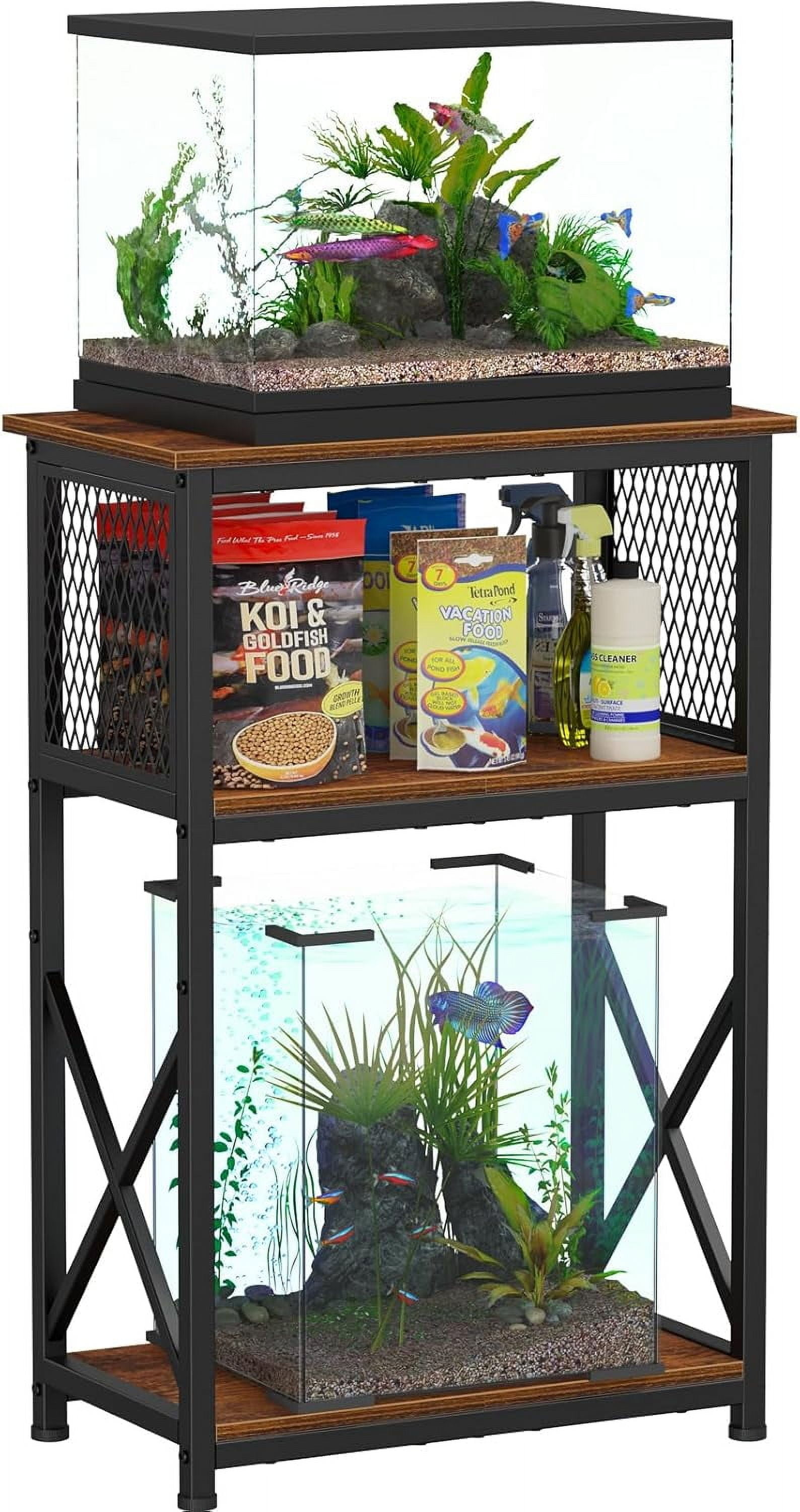 10 Gallon Aquarium Stand with Storage, 3 Tier Heavy Metal Fish Tank ...