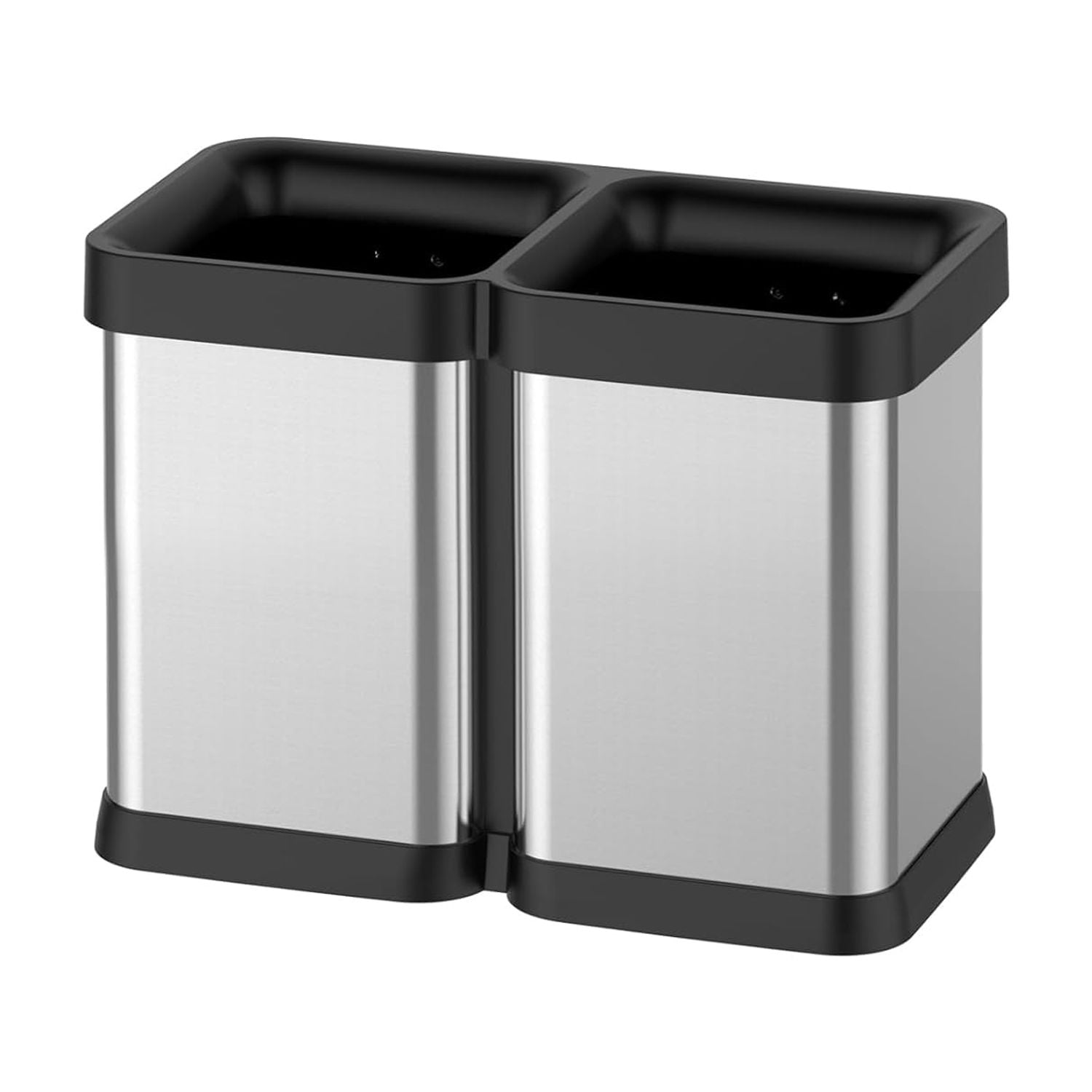 10 Gallon Dual Trash and Recycling Bin, Open Top 40L(2x20L) Fingerprint ...