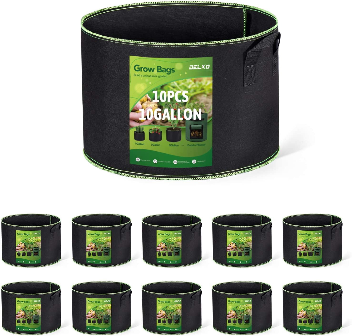 10 Gallon Grow Bags 10 Pack for Planting, Fabric Pots Plants Growing ...