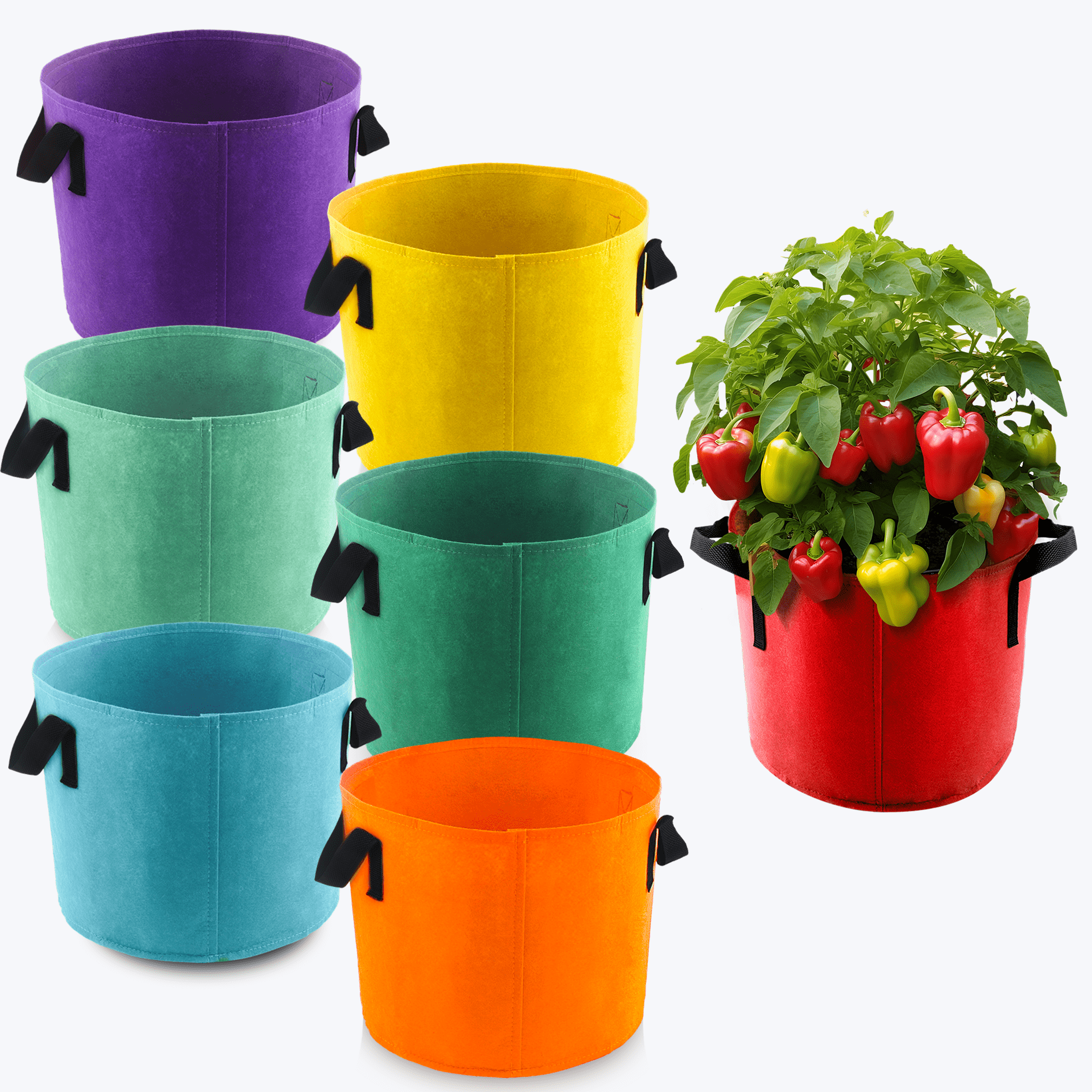 10 Gallon Grow Bags, 7 Pack Colorful Fabric Plant Pots with Handles for ...