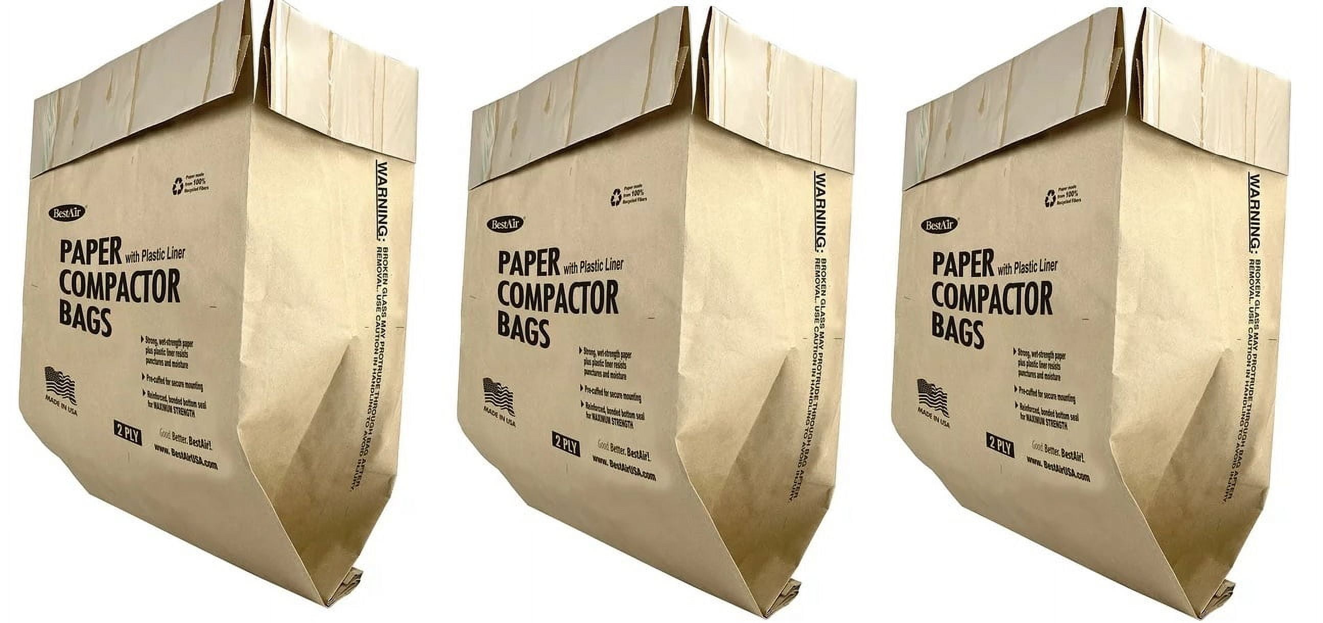 BestAir 10-Gallon Trash Compactor Bags, Heavy Duty, Pre-Cuffed, 3-Pack ...