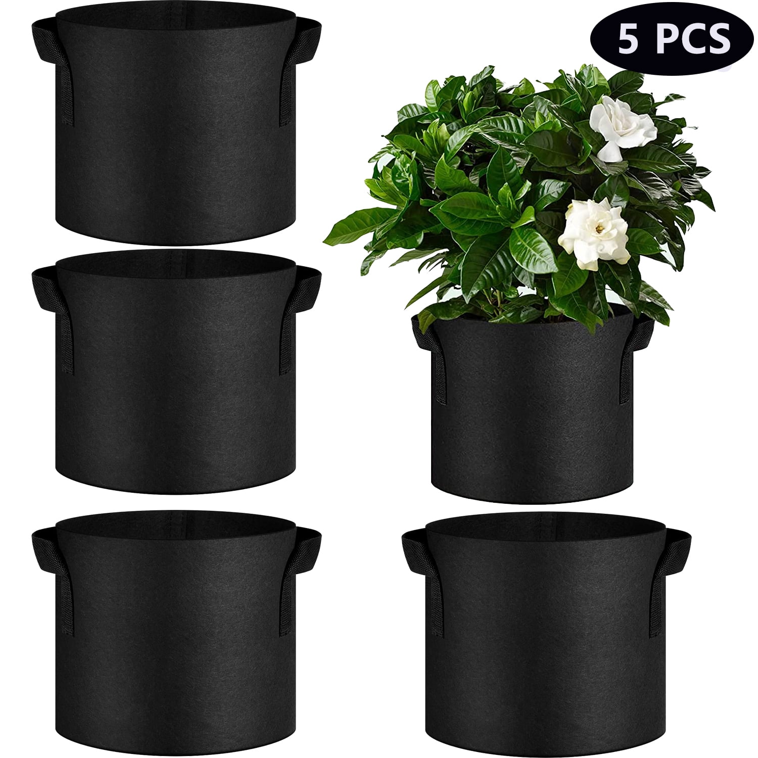 10 Gallon Planter Container Set of 5, Nonwoven Fabric Grow Bags for ...
