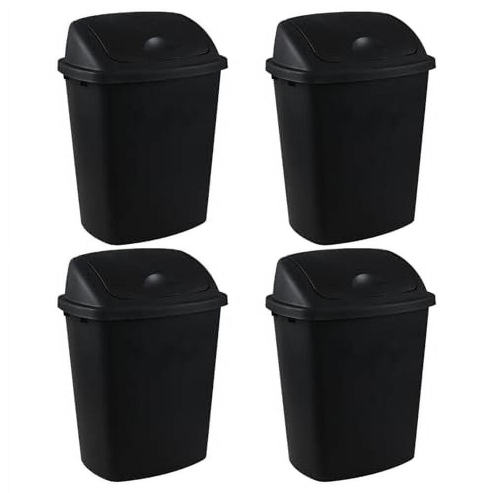 10 Gallon Plastic Kitchen Trash Containers with Swing Lid, 4 Pack Swing ...