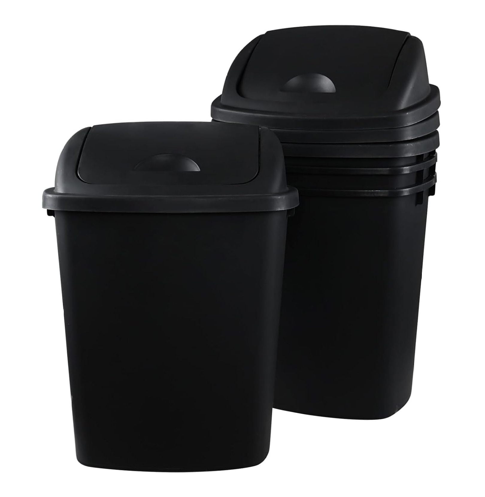 10 Gallon Plastic Kitchen Waste Bin with Swing Top, Set of 4 Plastic ...