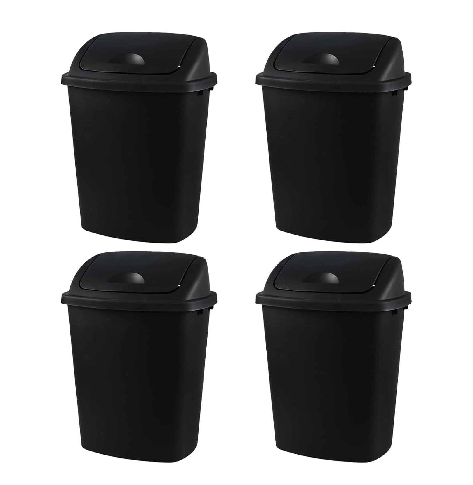 10 Gallon Plastic Swing Top Garbage Can Set of 4, Large Trash Can for ...