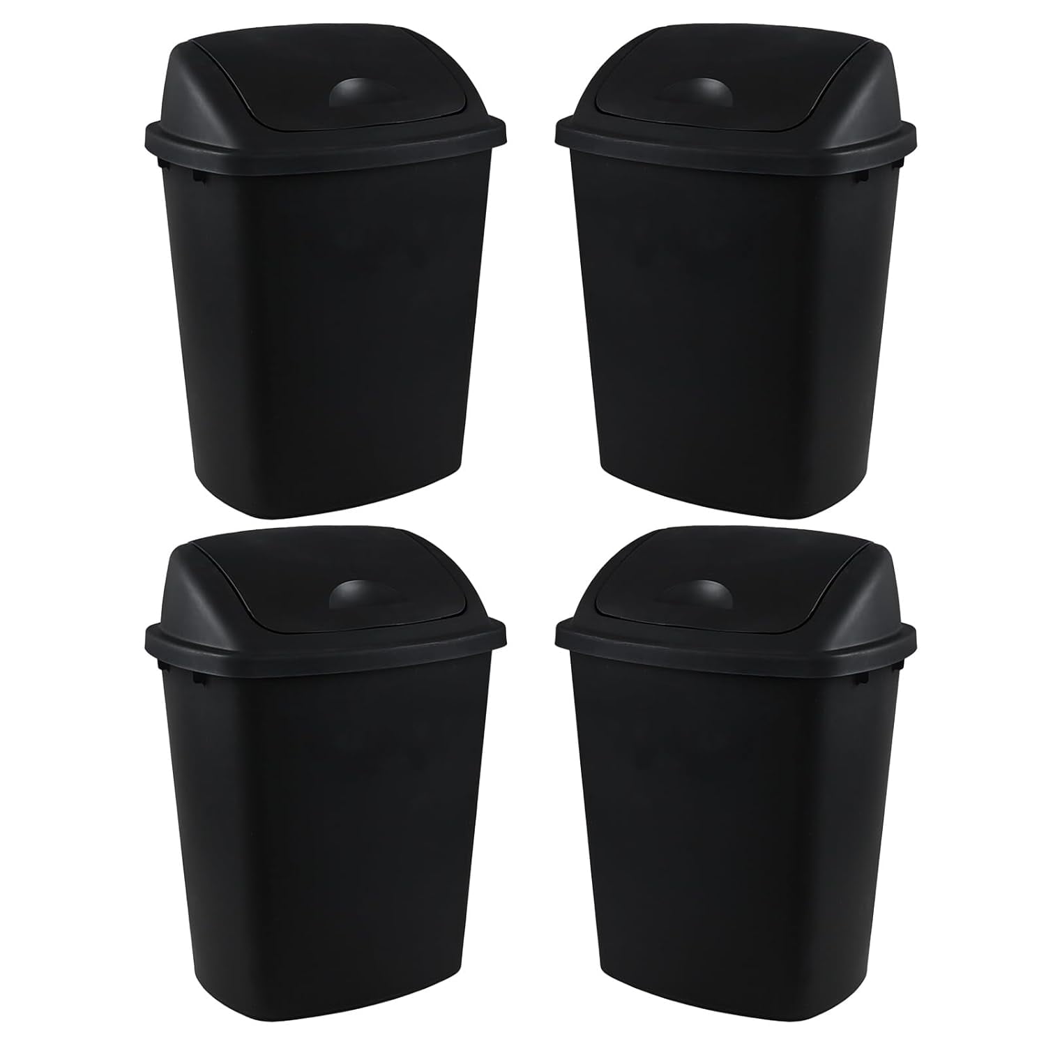 10 Gallon Plastic Swing Top Trash Cans, 4-Pack Garbage Cans with Swing ...
