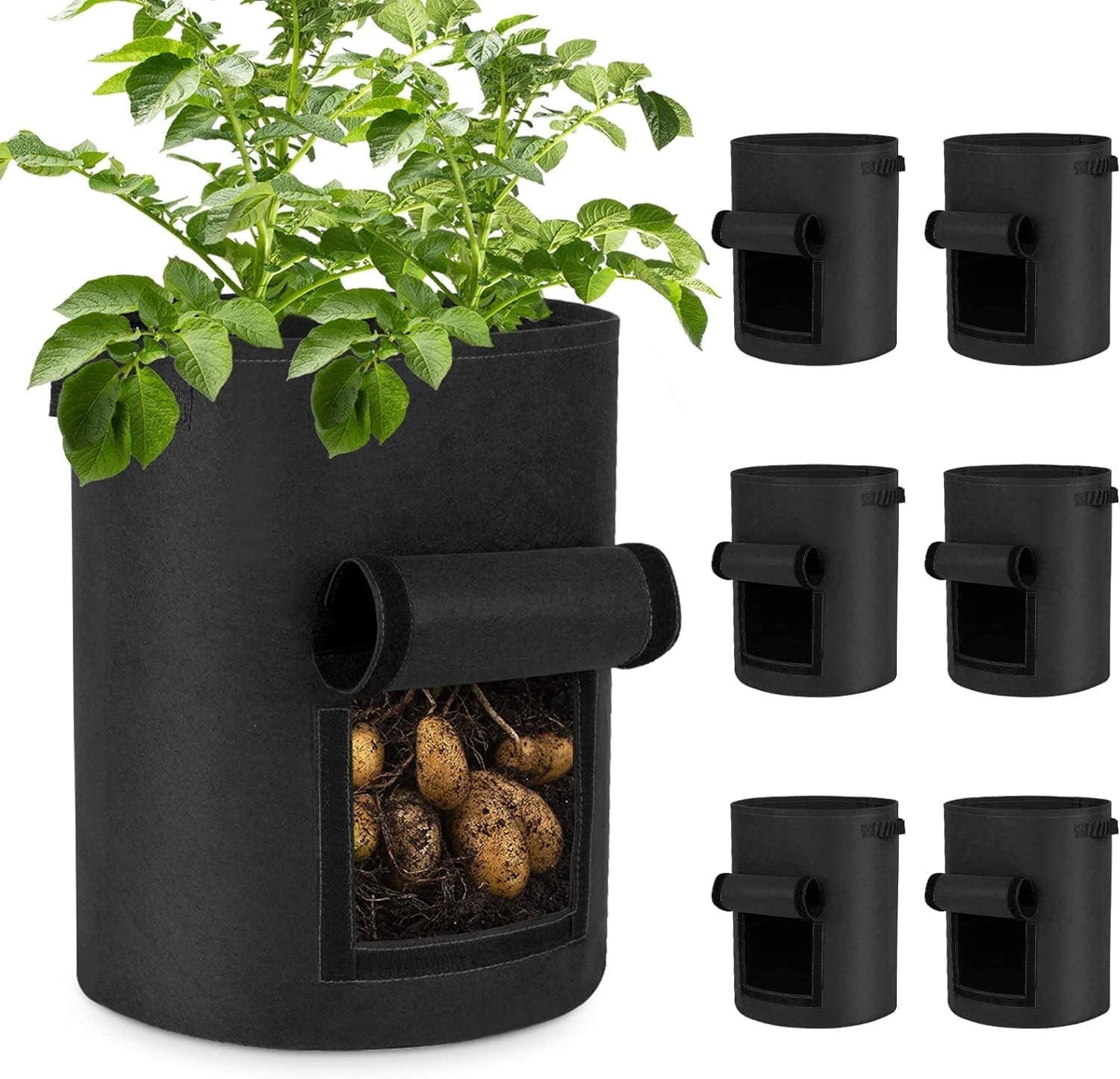 10 Gallon Potato Grow Bags 6-Pack, Thick Fabric Pots for Plants ...