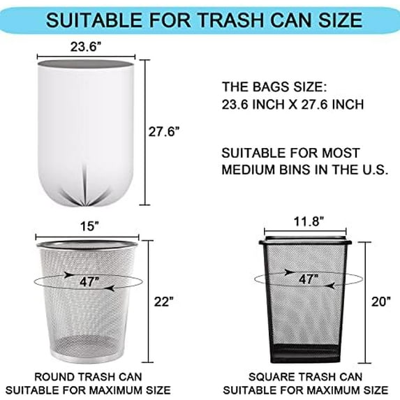 10 Gallon Trash Bags - 18 Micron Ultra Thick Strong Clear Medium Size ...