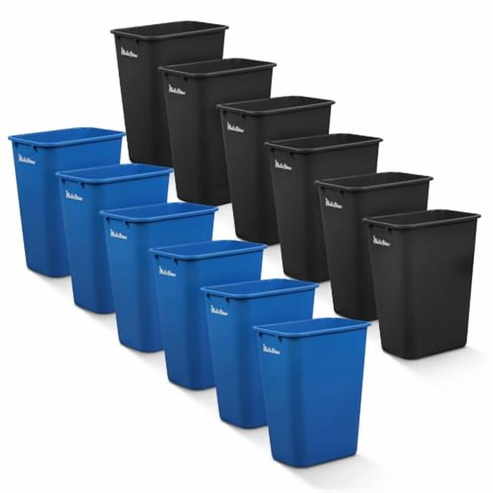 10 Gallon Trash Can Blue and Black Trash Bin for Kitchen Bathroom ...