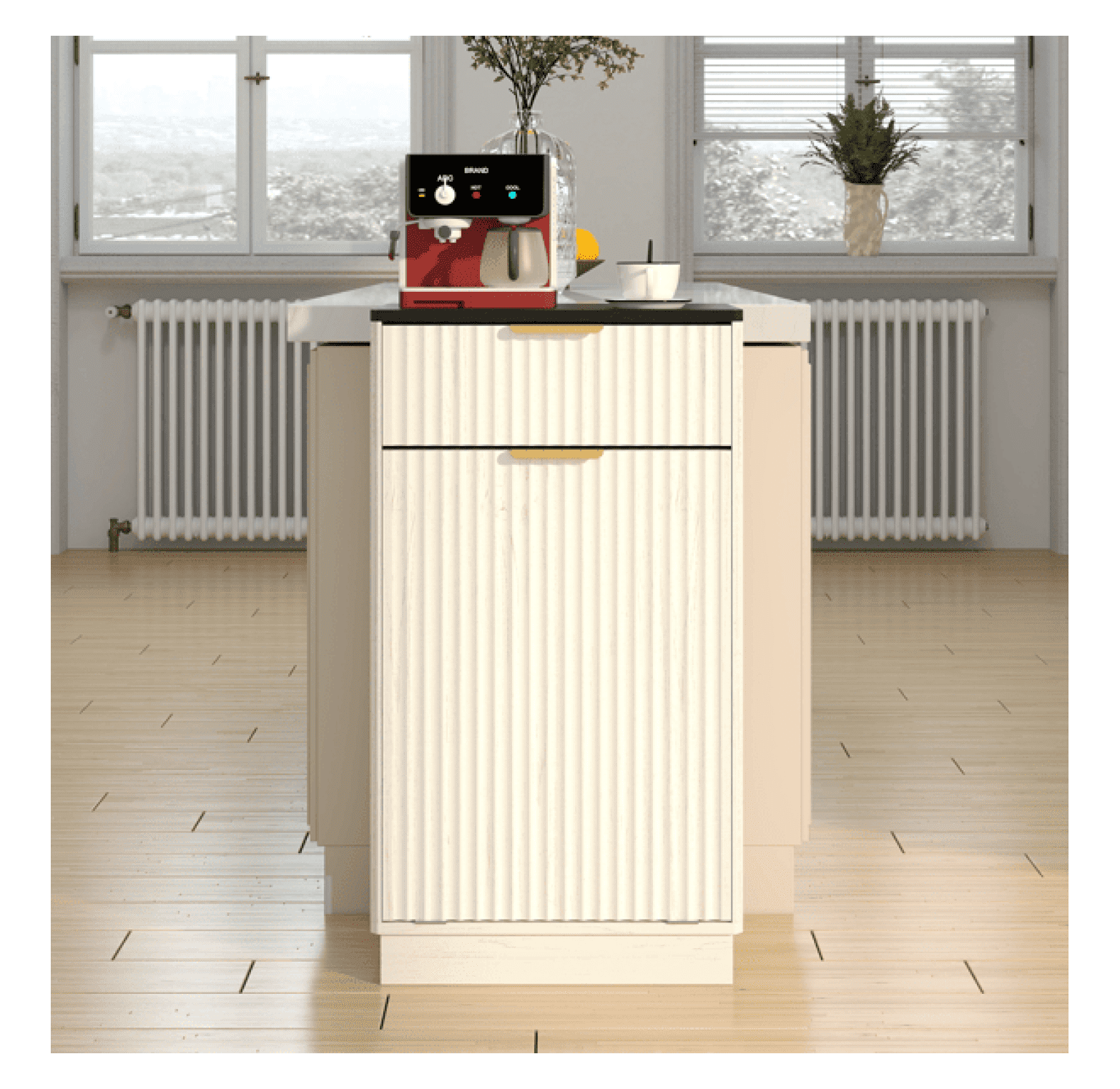 10-Gallon Woodgrain Tilt-Out Trash Can Cabinet Wooden Garbage Recycling ...