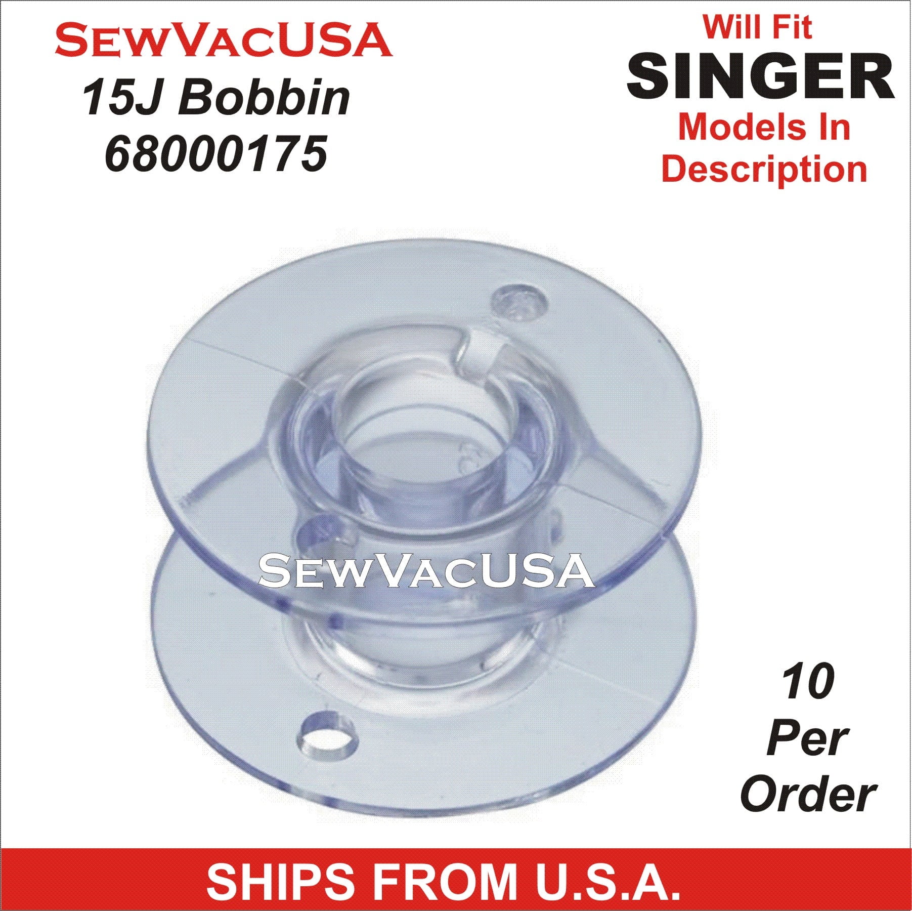 10 Genuine Singer Bobbins 68000175 / 85128 Fits Heavy Duty Models In ...