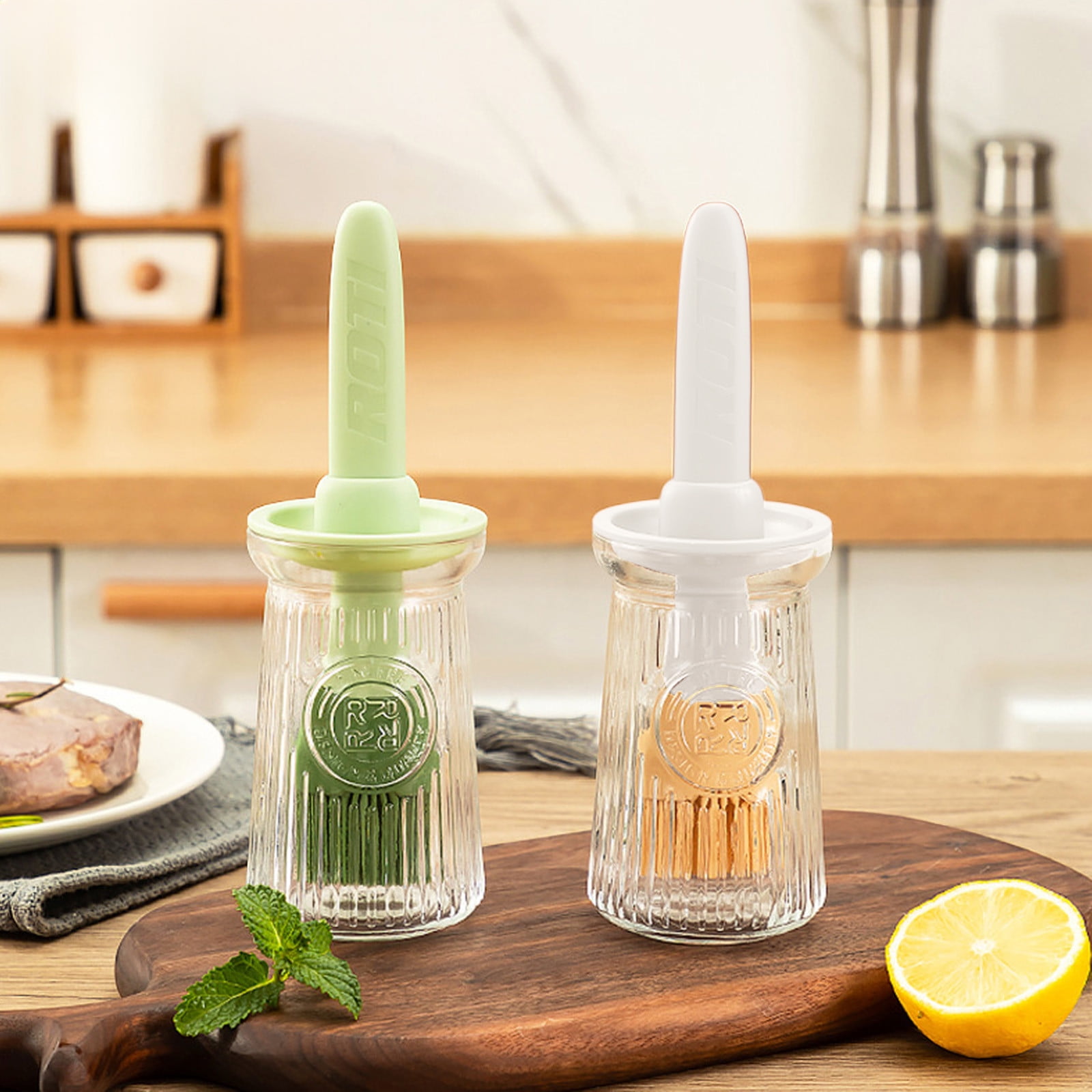 Under 10, Glass Spice Container, 12-Piece Seasoning Box, Brush & Oiling ...
