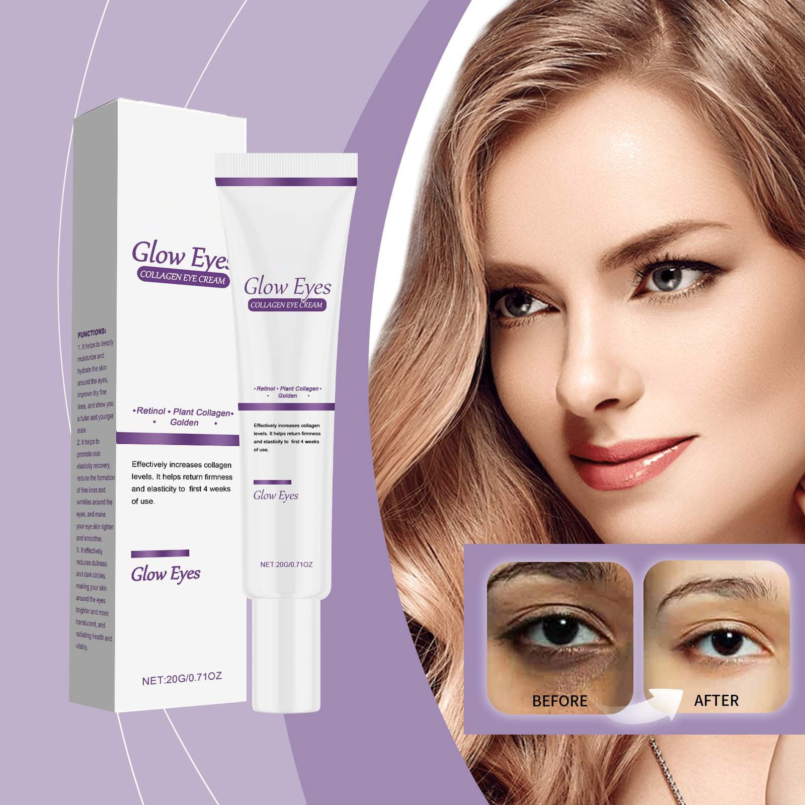 Under 10, Glowing Eyes Collagen Eye Cream, Wrinkle Reducer, Dark Circle ...