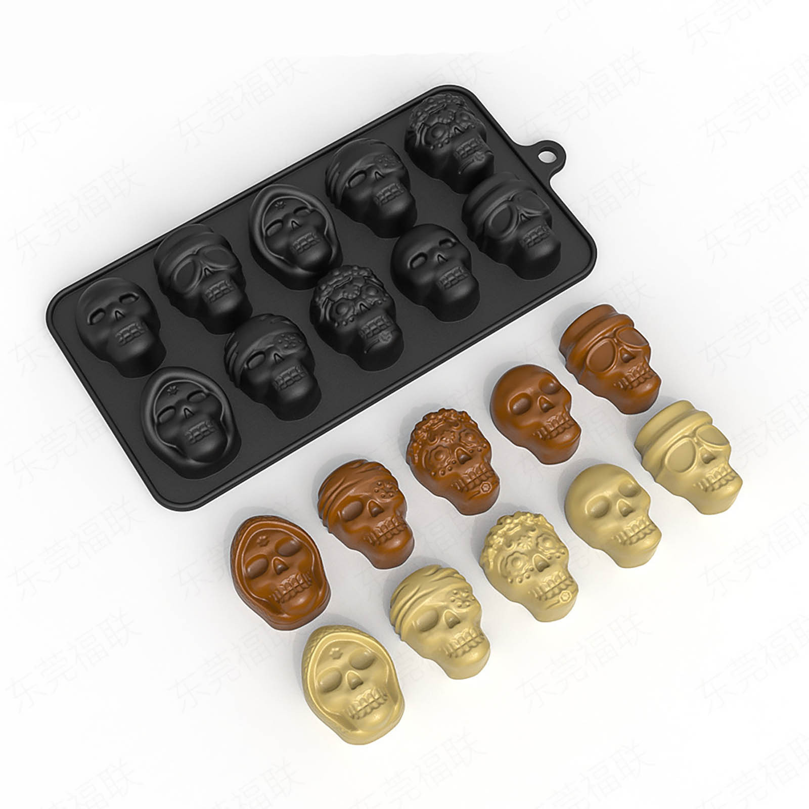 10 Grid Halloween Skull Pan Mold,Haunted Skull Baking Cakelet Pan Skull ...