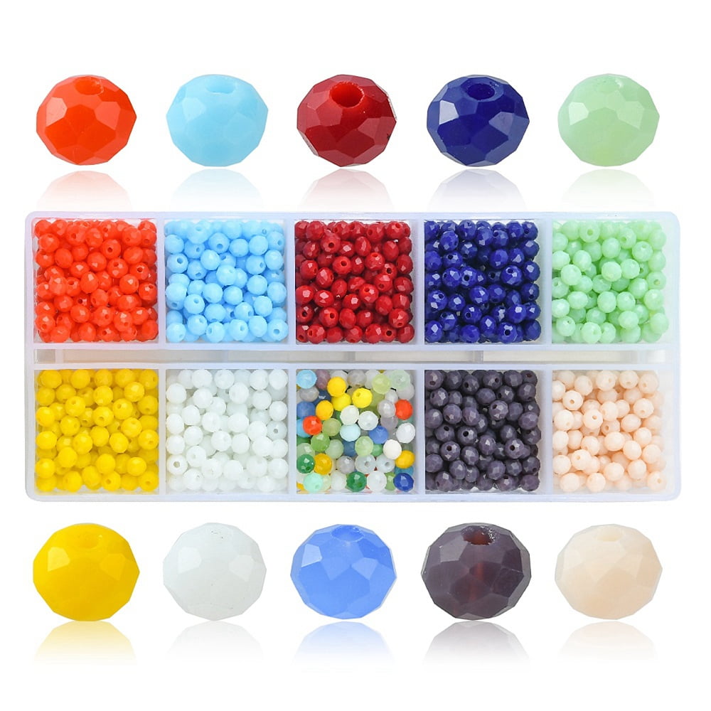 10 Grids 10 Styles Opaque Solid Color Glass Beads Strands Faceted ...