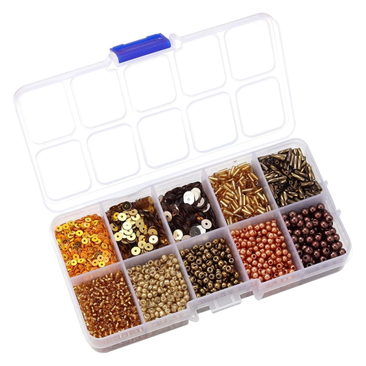 10 Grids Assorted Bead for Jewelry Making, Glass Seed Bugle Tube Beads ...