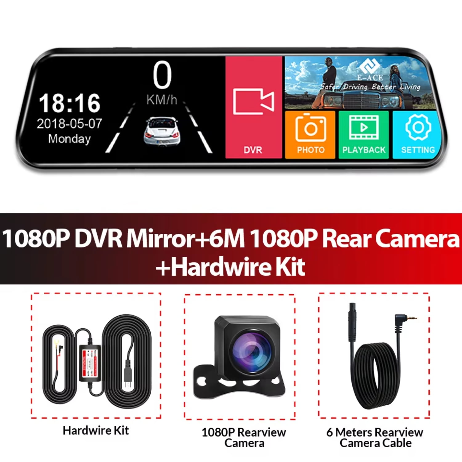 10” HD Car DVR Dual Lens Auto Registrar Stream Mirror Camera with ...