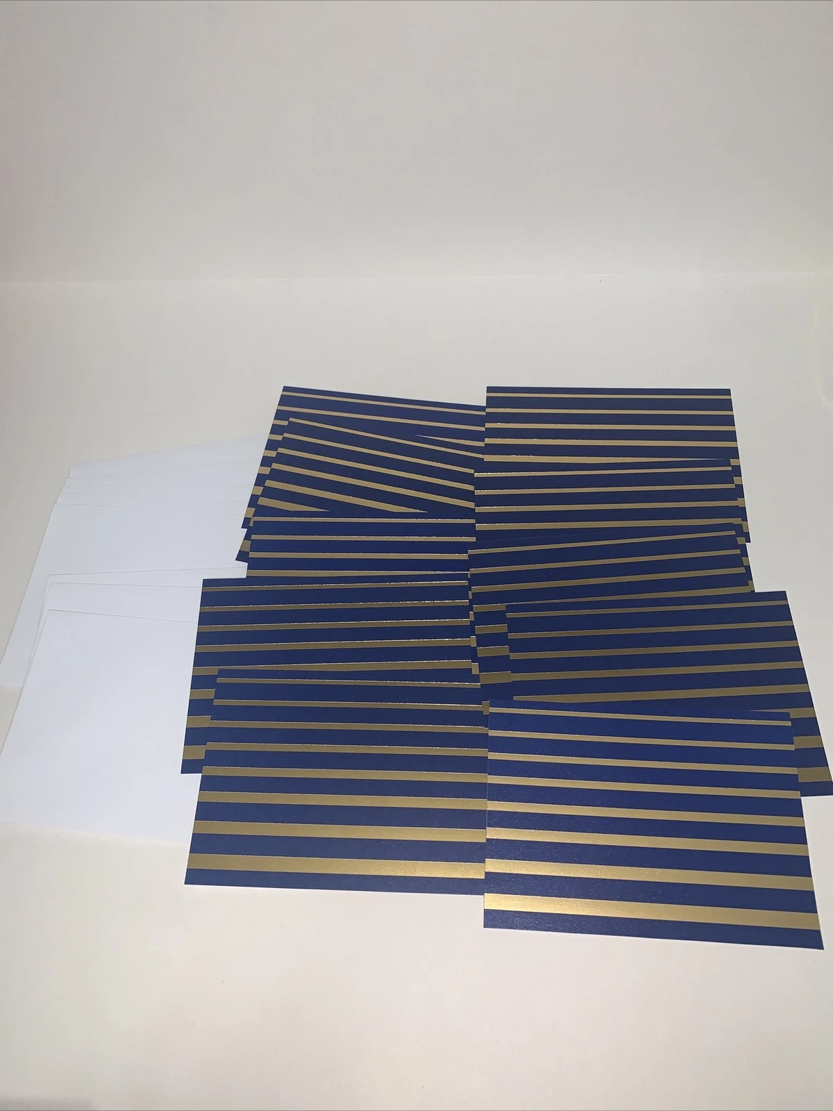 (10) Hallmark Blank Note Card: Blue/Gold Striped Thank You Grad Any ...