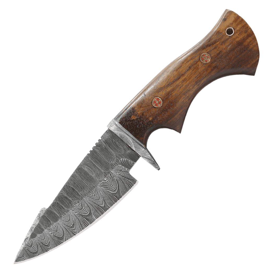 10" Hand Made Damascus Blade Skinner Knife Rose Wood Handle with ...