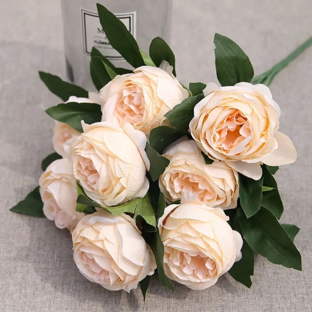 10 Head Burgundy Roses Bunch Artificial Flowers Western Rose Wedding ...