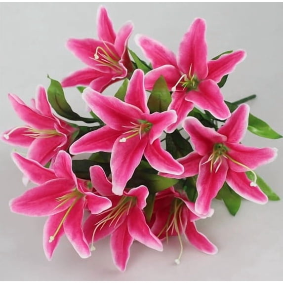 10-Headed Artificial Snake Orchid and Lily Bouquet - Silk Flower ...
